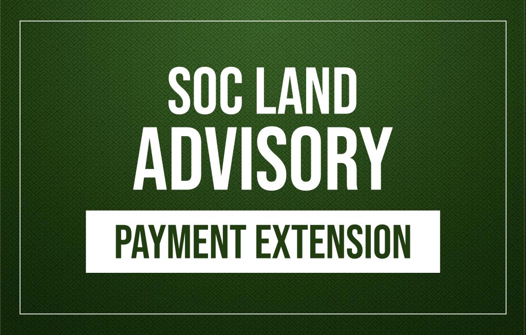 SOC Land Devt Corp | SOC ADVISORY: PAYMENT EXTENSION